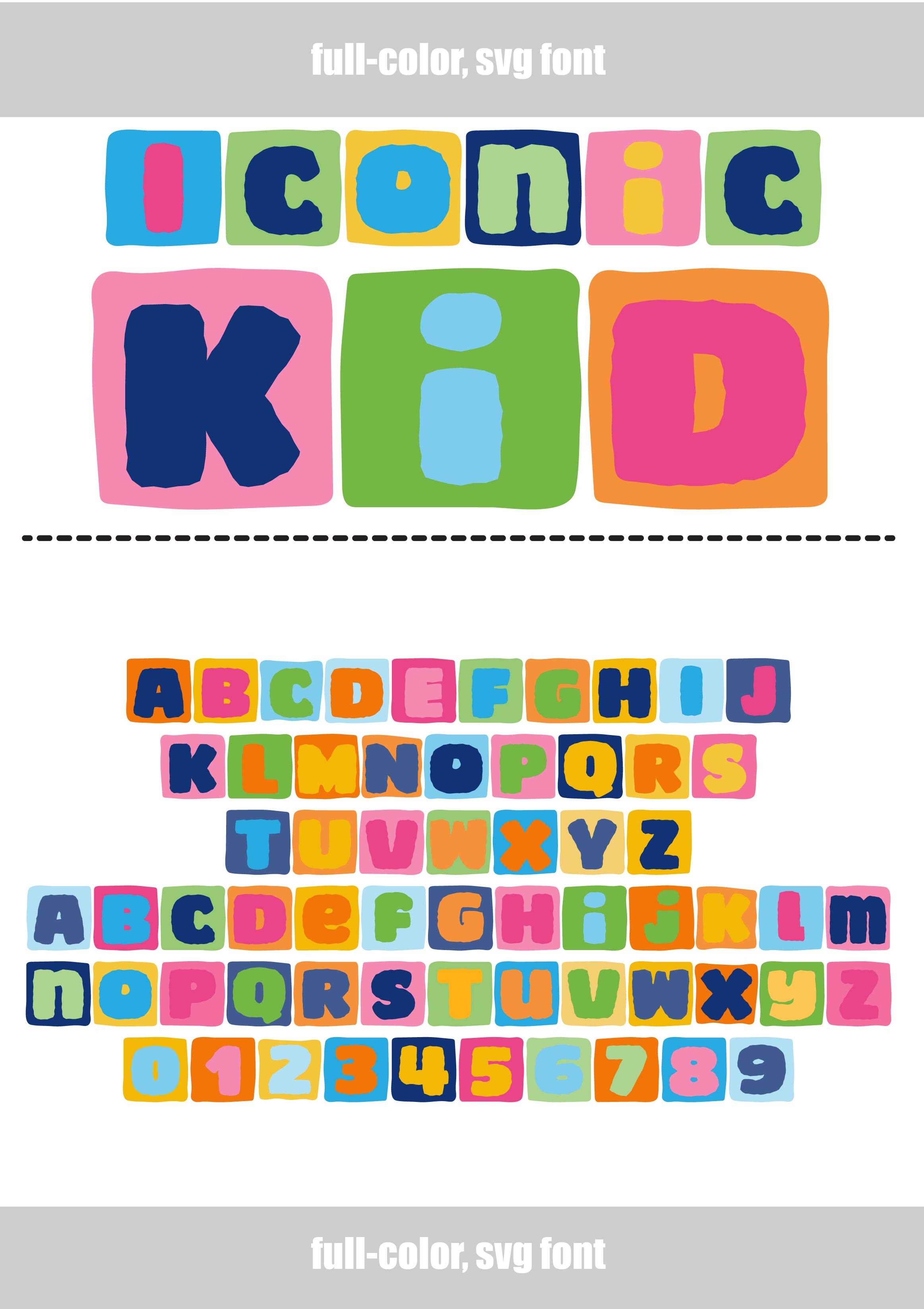 Full-color bright and fun font for Canva, Cricut, Teachers