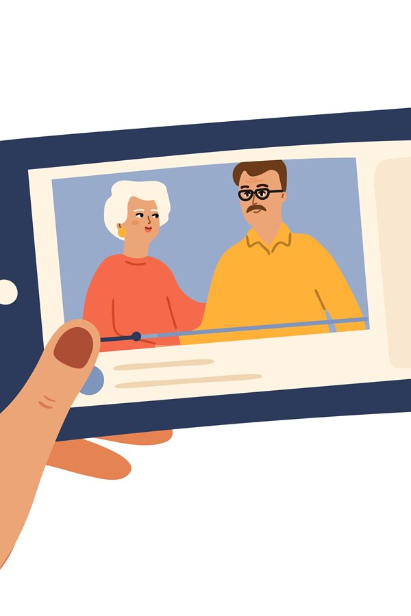 Parents video conversation. Smartphone call, online stream w