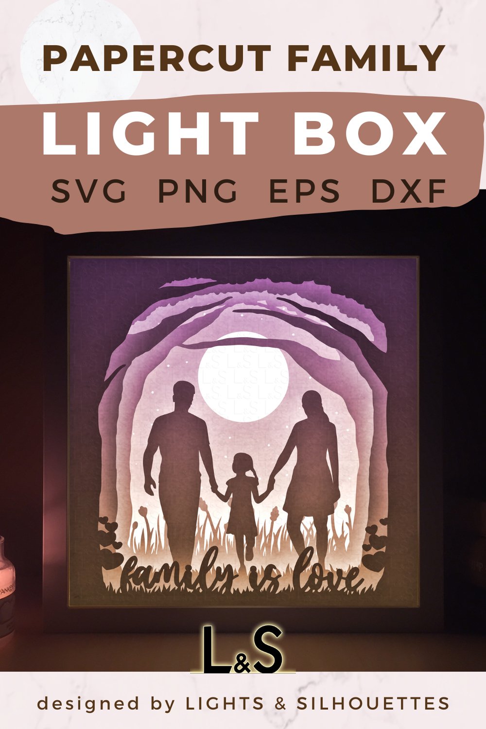 Paper Cut Family svg File | Layered Shadow Box Template