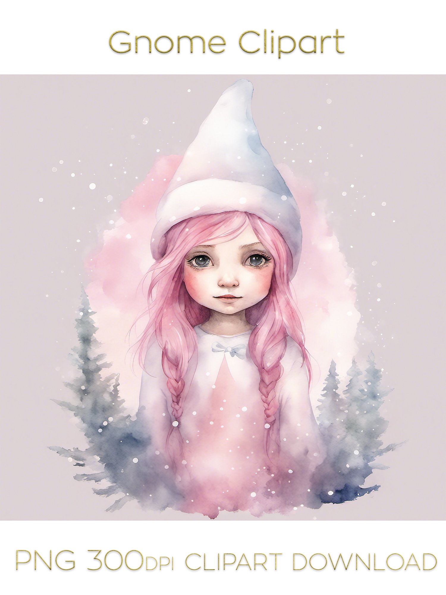 Gnome Girl Clipart Watercolor Christmas gnomes PNG (2796908)