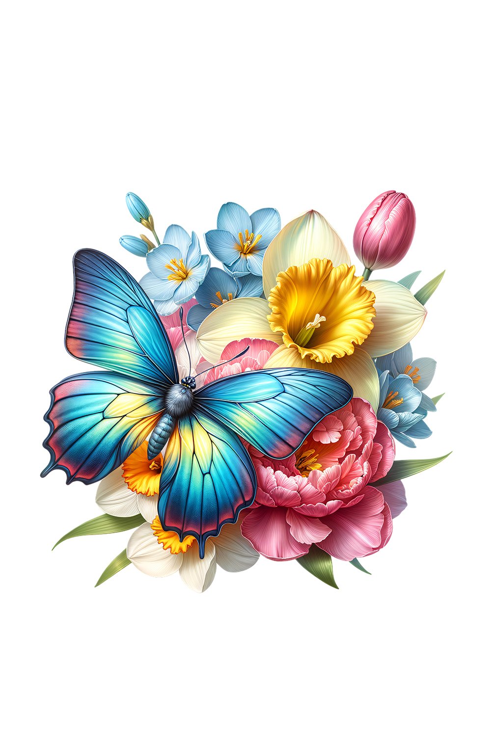 Butterfly with Floral Clipart, Spring Clipart (3518368)