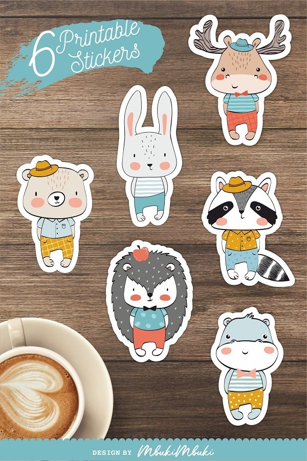 Boys Animals Characters Printable Stickers Cricut Design