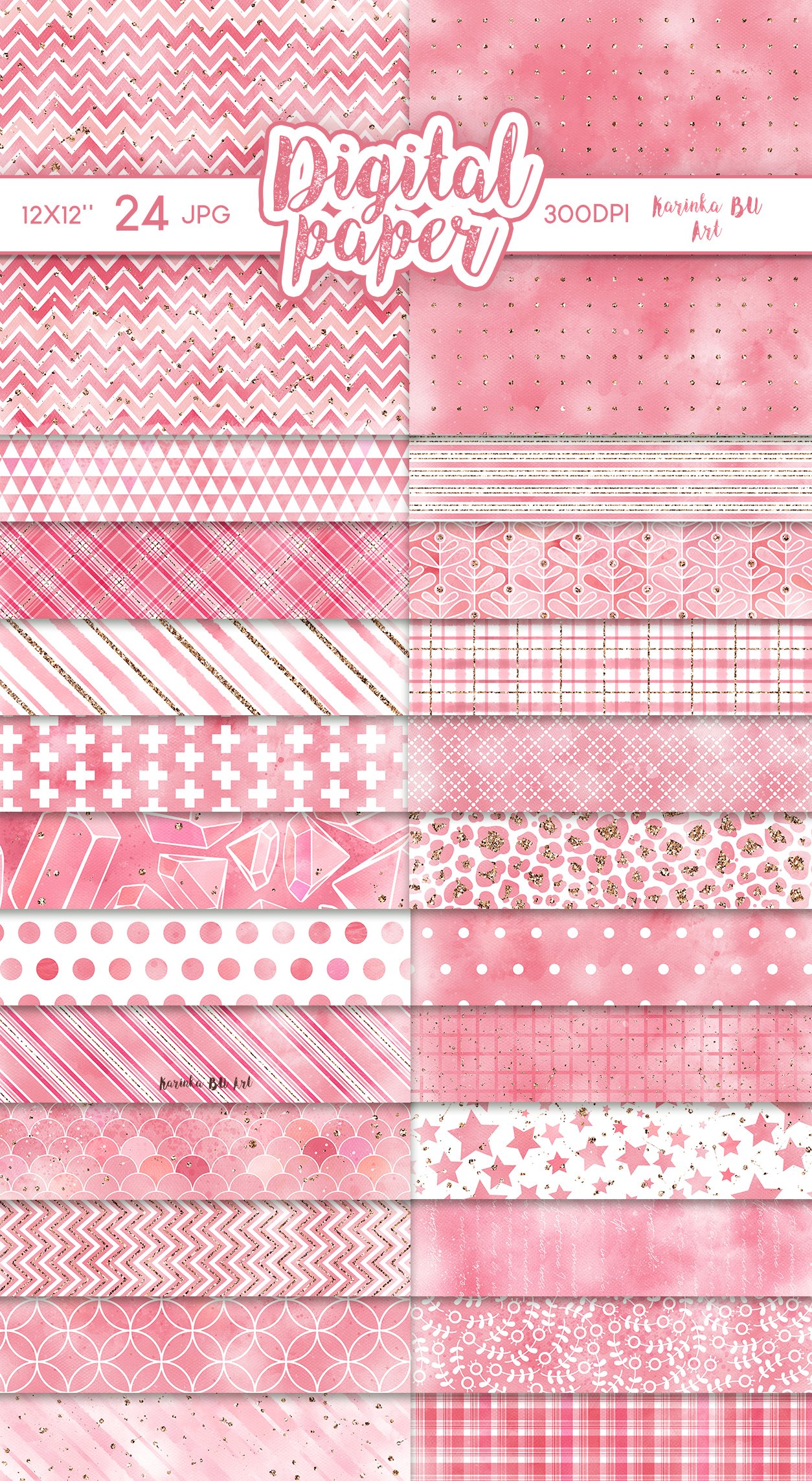 Pink Watercolor digital paper Seamless Pattern Sublimation