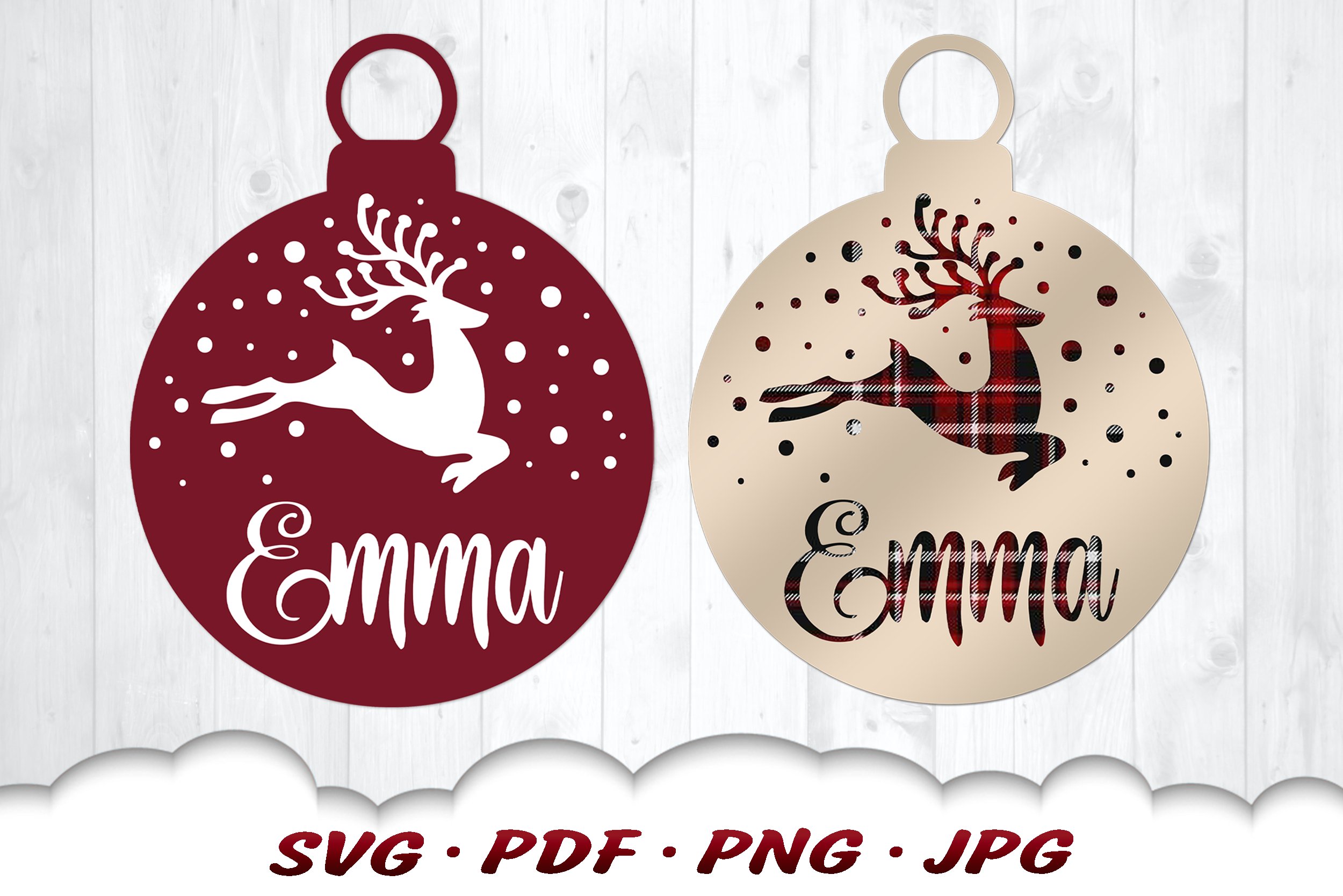 Reindeer Ornament SVG | Monogram Christmas Ornament