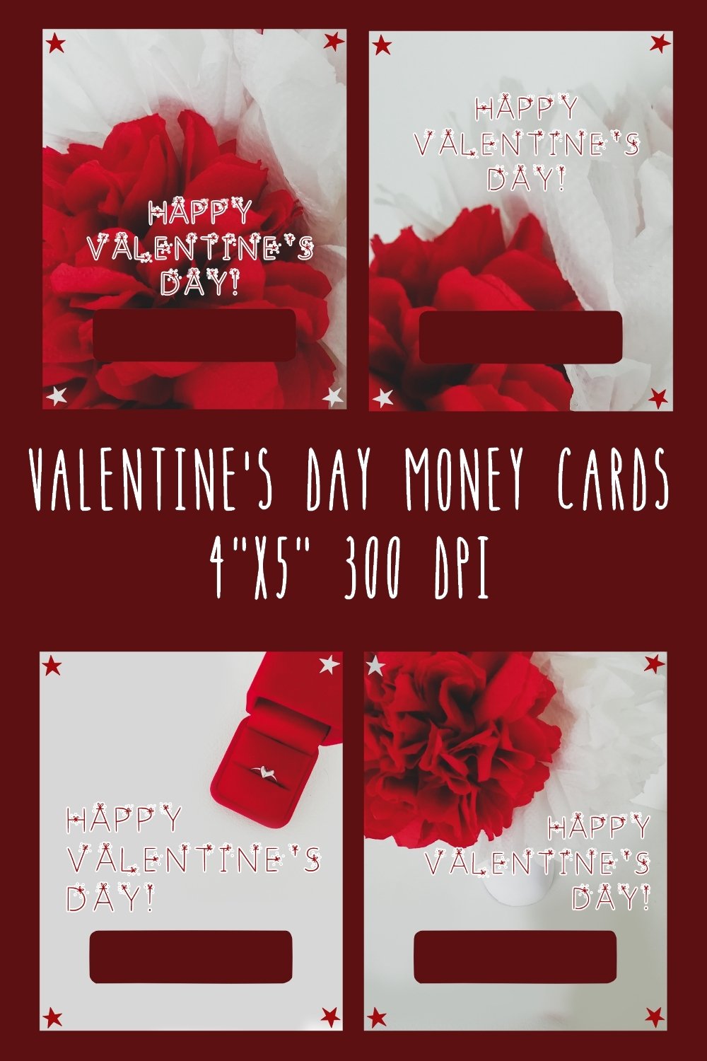 Valentines day Printable Money Cards - 4 pngs