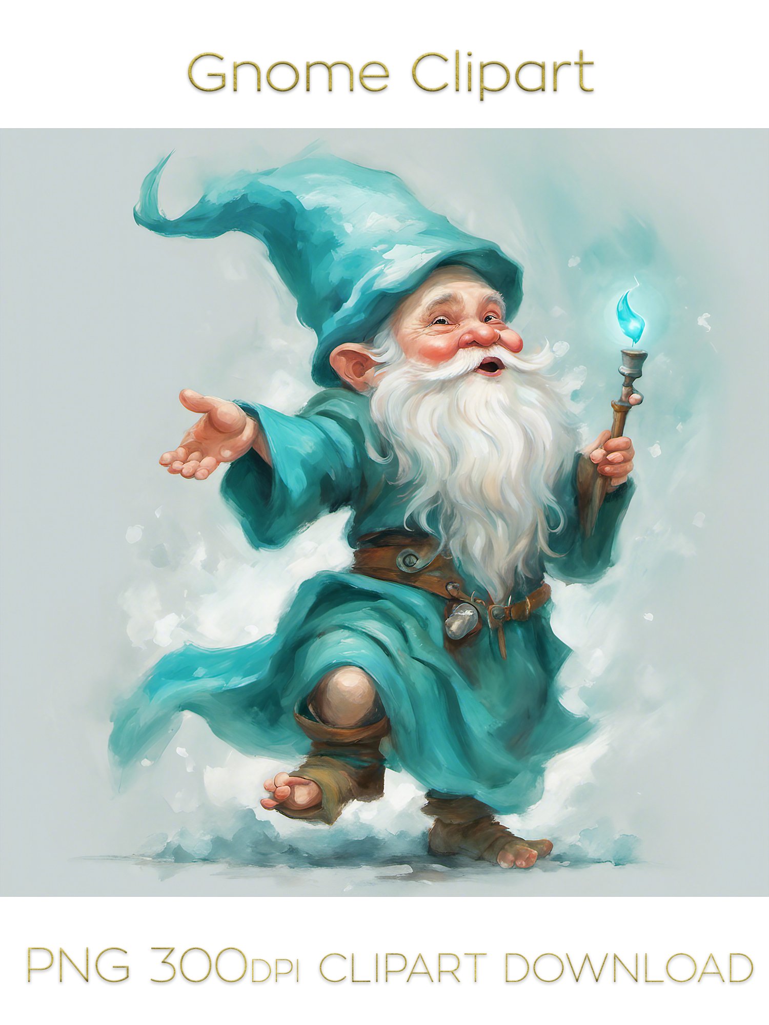 Magic Gnome Clipart Christmas wizard gnomes PNG JPEG Teal