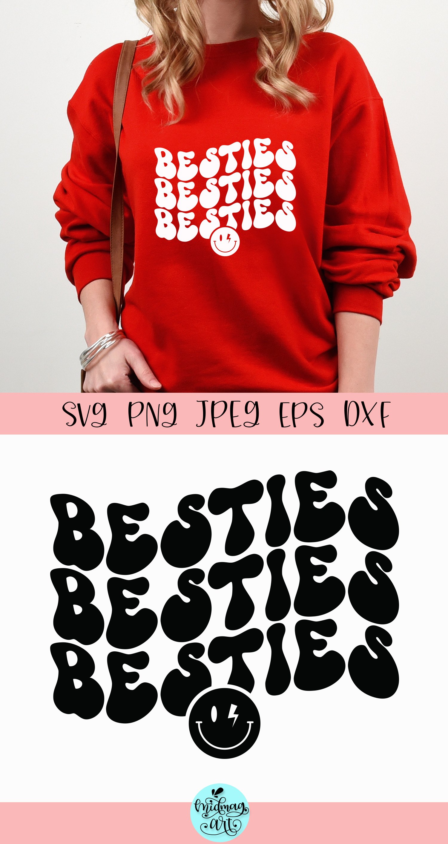 Besties svg, groovy wavy svg