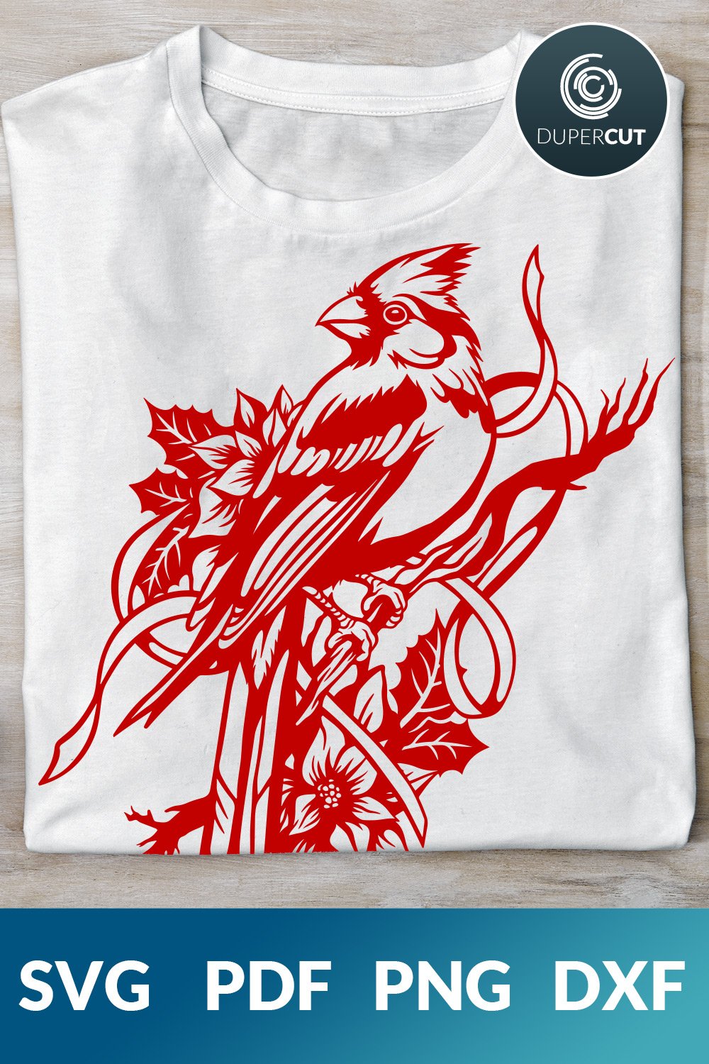 Cardinal bird Christmas theme - SVG DXF PNG files