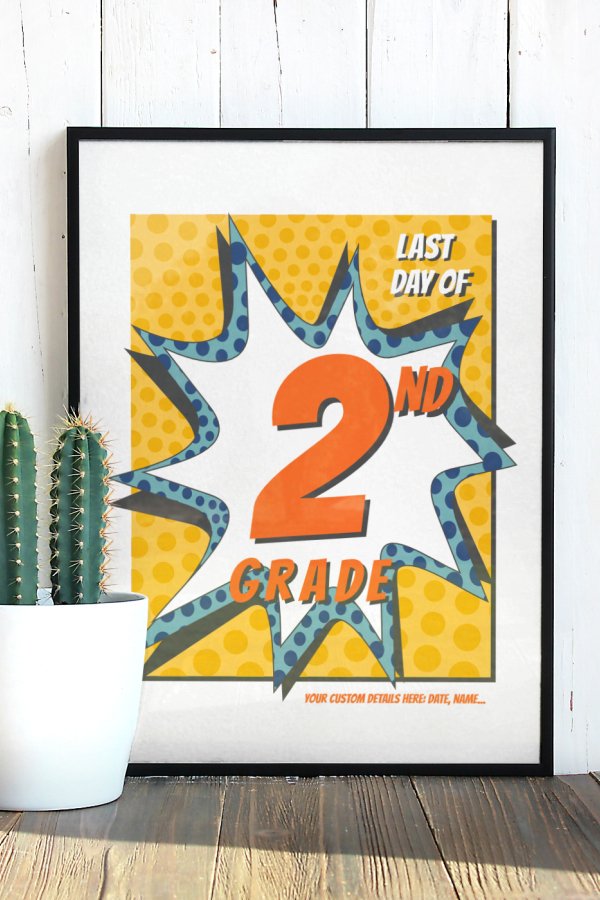 Set of 2 Posters School Memories 2nd Grade Editable PDF