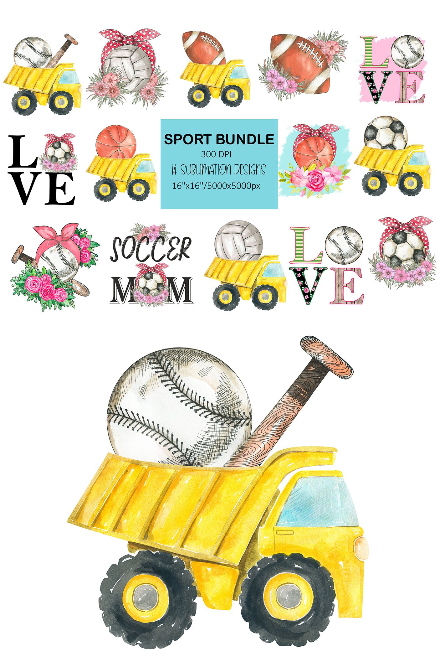 Sport Sublimation Bundle. Baseball, football, basketball