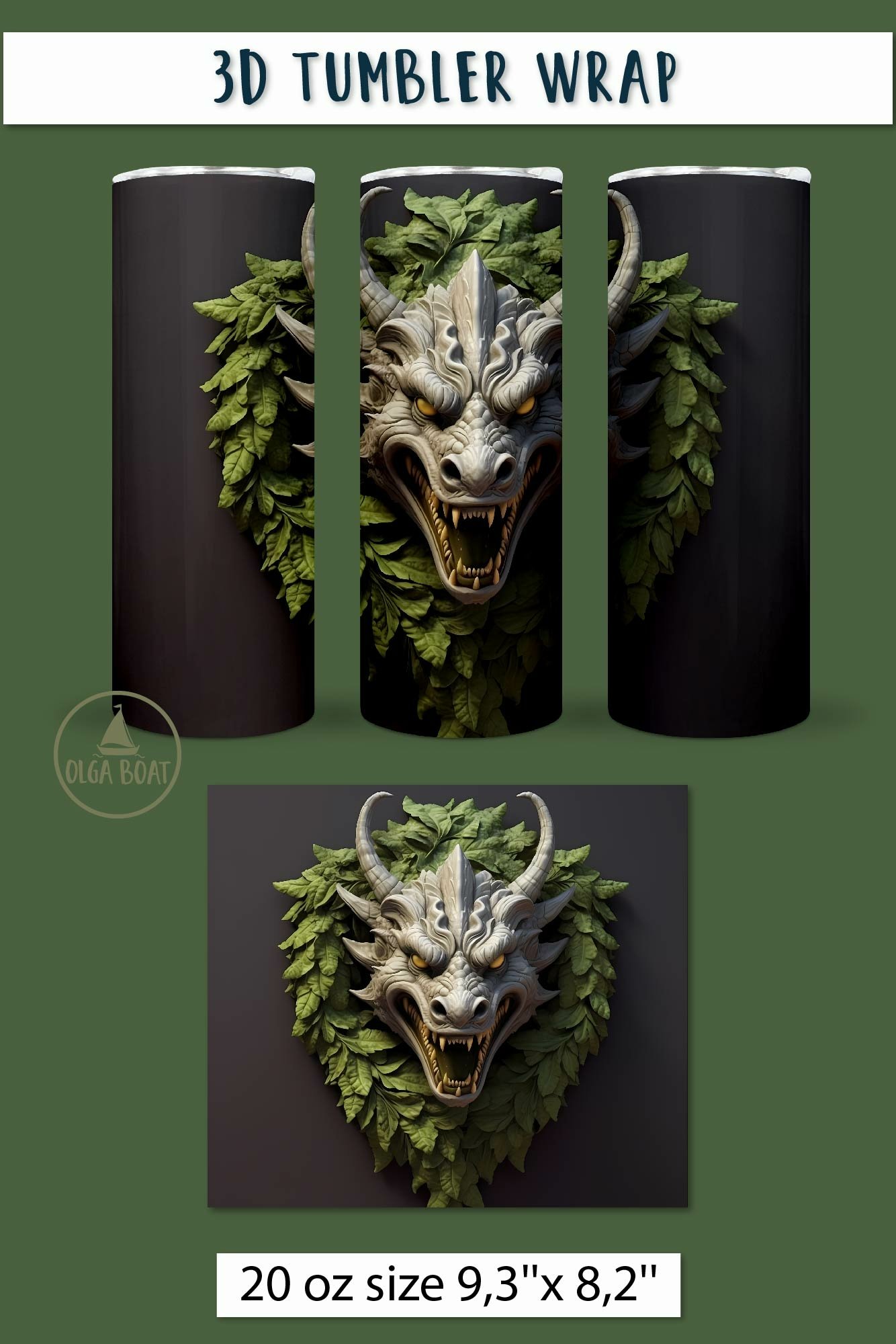 Dragon tumbler wrap | 3d tumbler wrap animals
