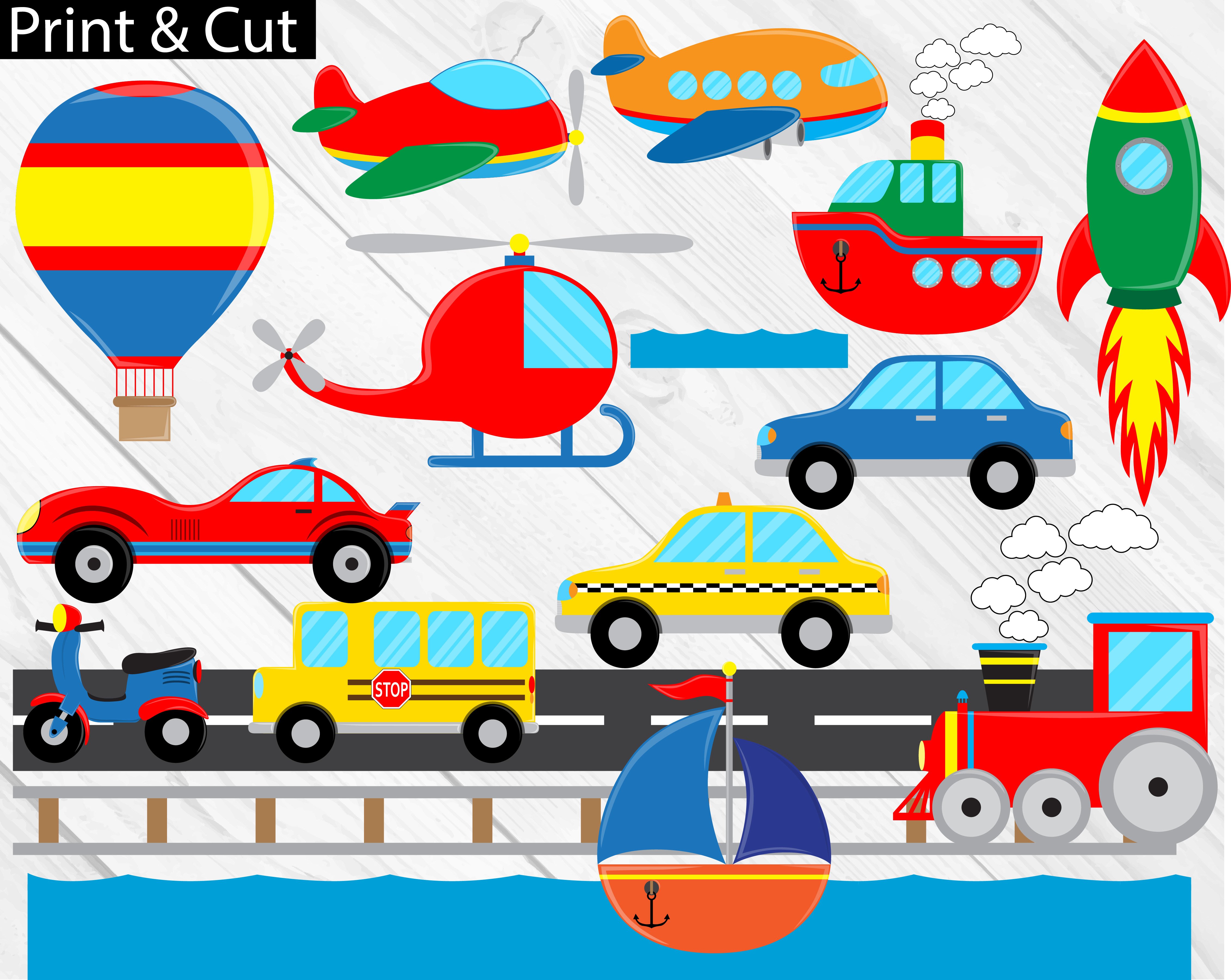 Fun Transportation - Clip art / Cutting Files 407c
