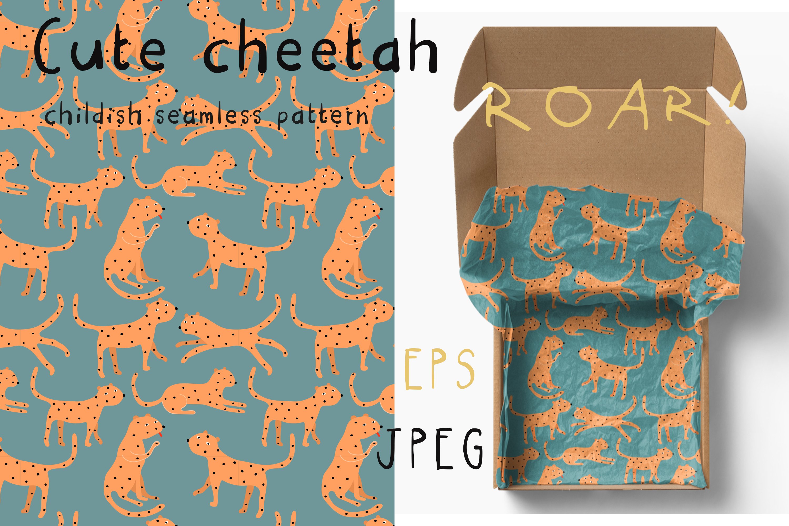 Cute cheetah seamless pattern