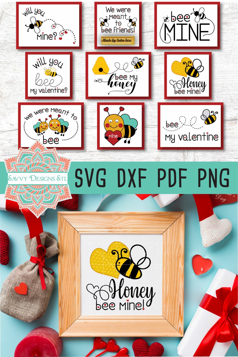 Bee Valentine's Day Layered Cut File Bundle