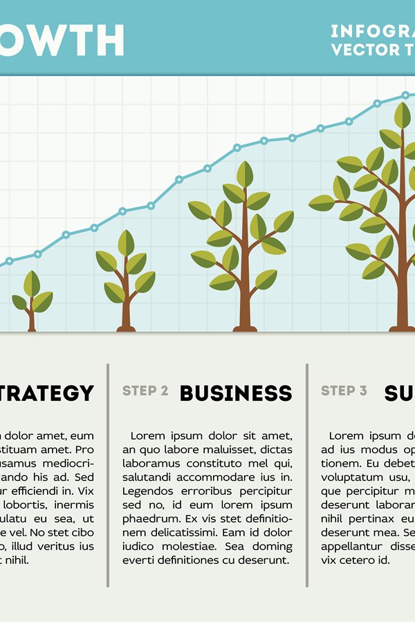 Green tree and plant timeline diagram infographics vector te