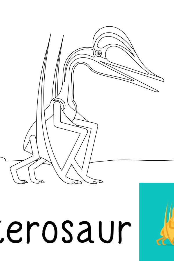 Coloring page for kids with Pterosaur