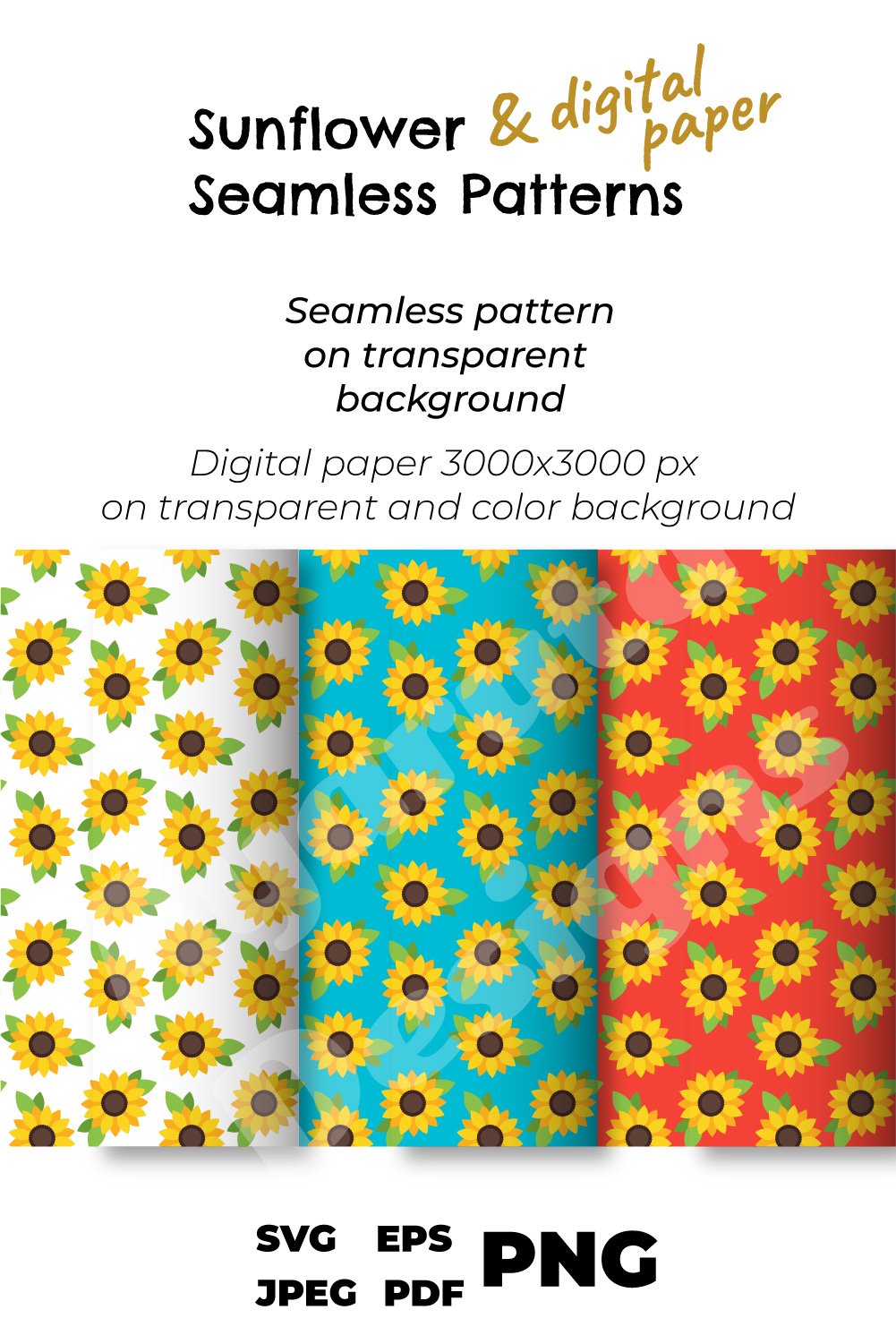 SUNFLOWER Seamless patterns and Digital papers SVG (668479)