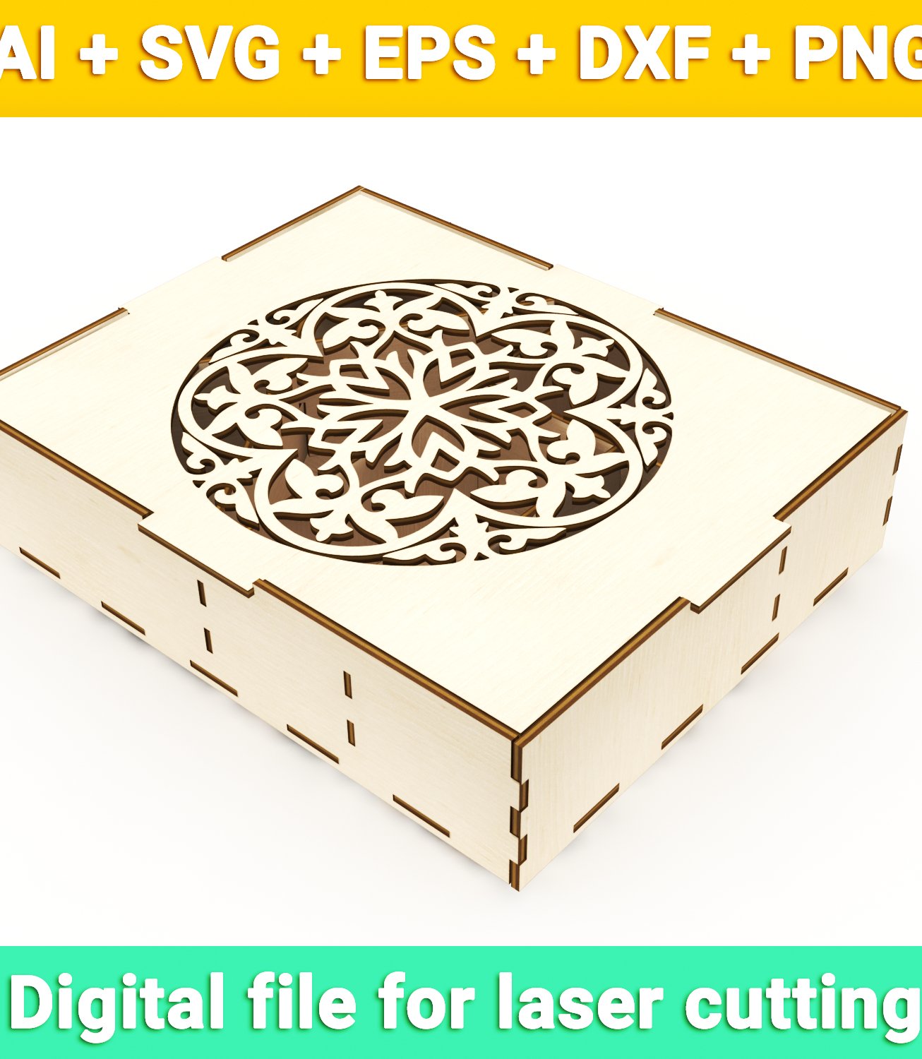 Carved lid box vector for CNC svg vector file
