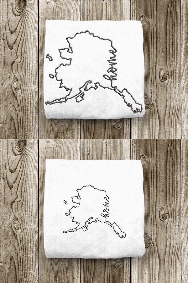 Alaska Home State Outline Embroidery Design
