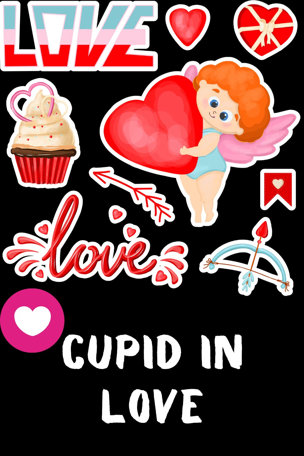 Sublimation of Cupid in Love/PNG,jpeg formats, stickers