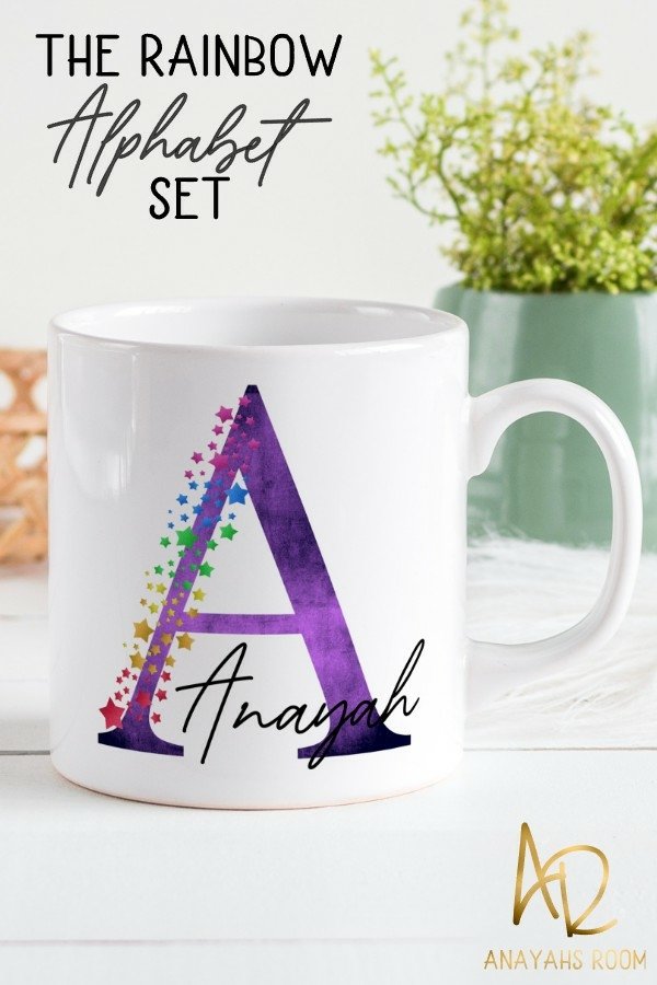 Sublimation| Watercolor Rainbow Alphabet Bundle Monogram PNG