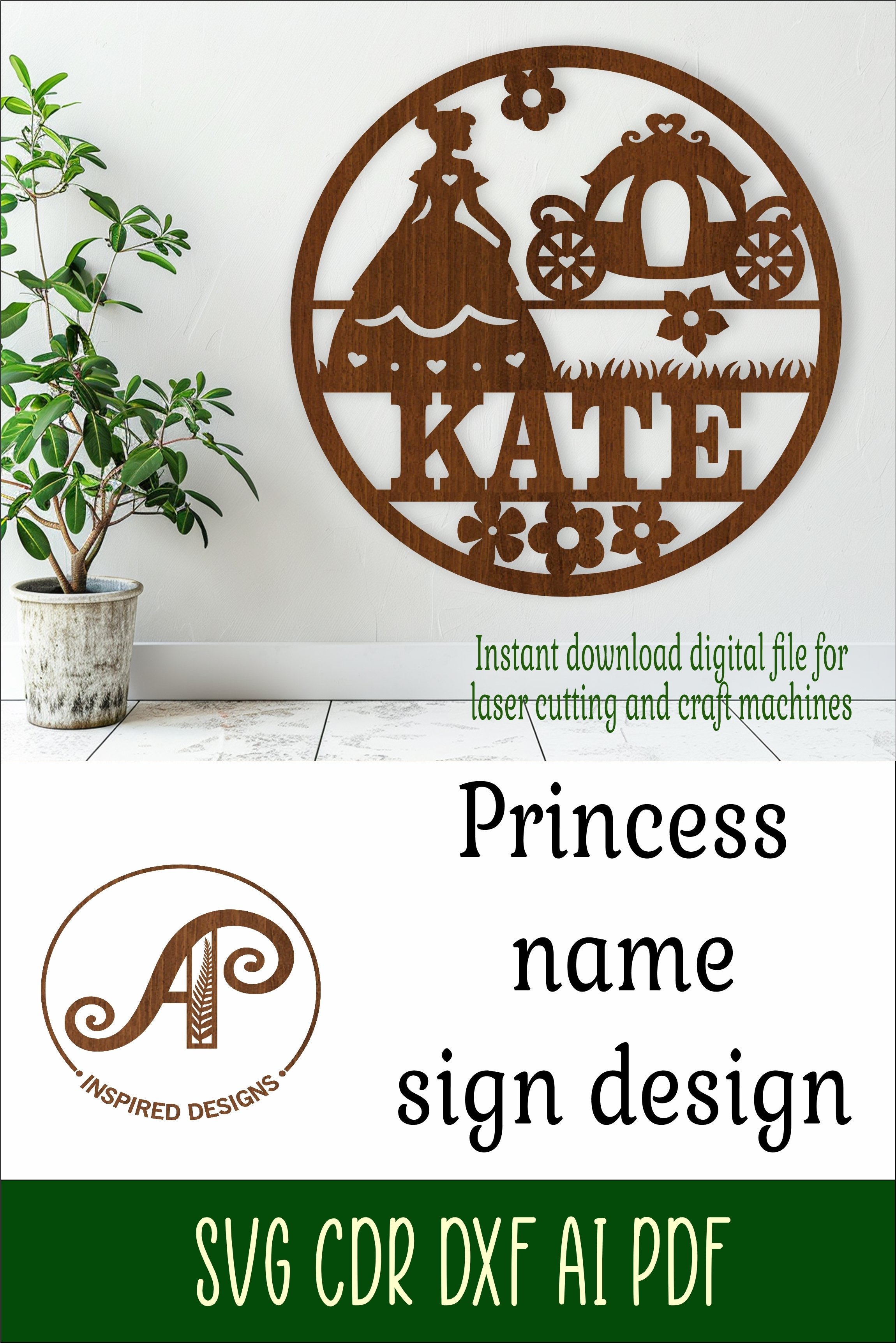 Princess name wall art sign, SVG file