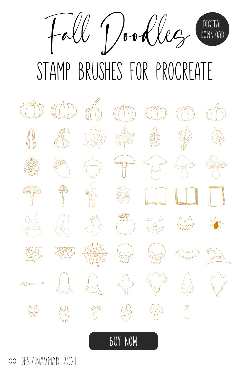 Fall Doodle stamps for Procreate