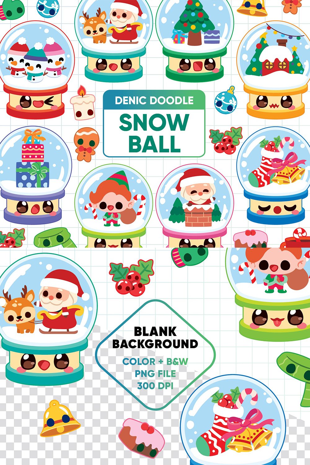 Cute Snowball Clipart - Adorable Winter Illustration Set