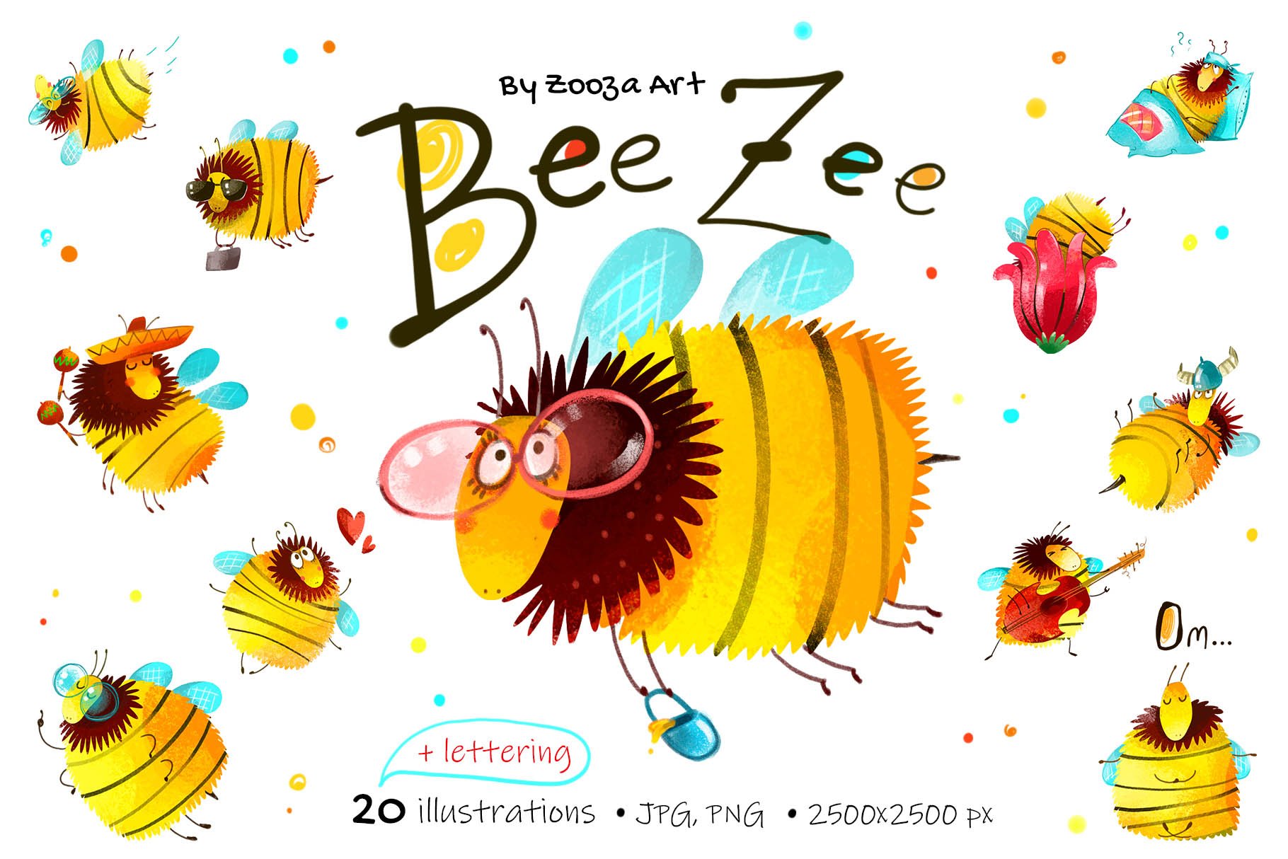 Bee Zee illustrations and lettering