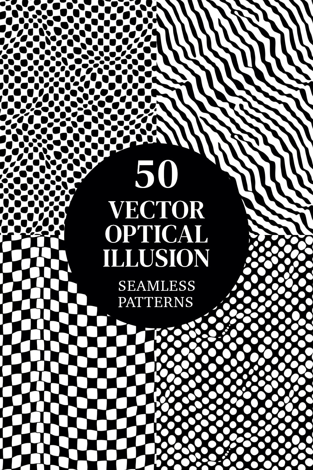 50 Vector Optical Illusion Seamless Patterns Bundle, SVG