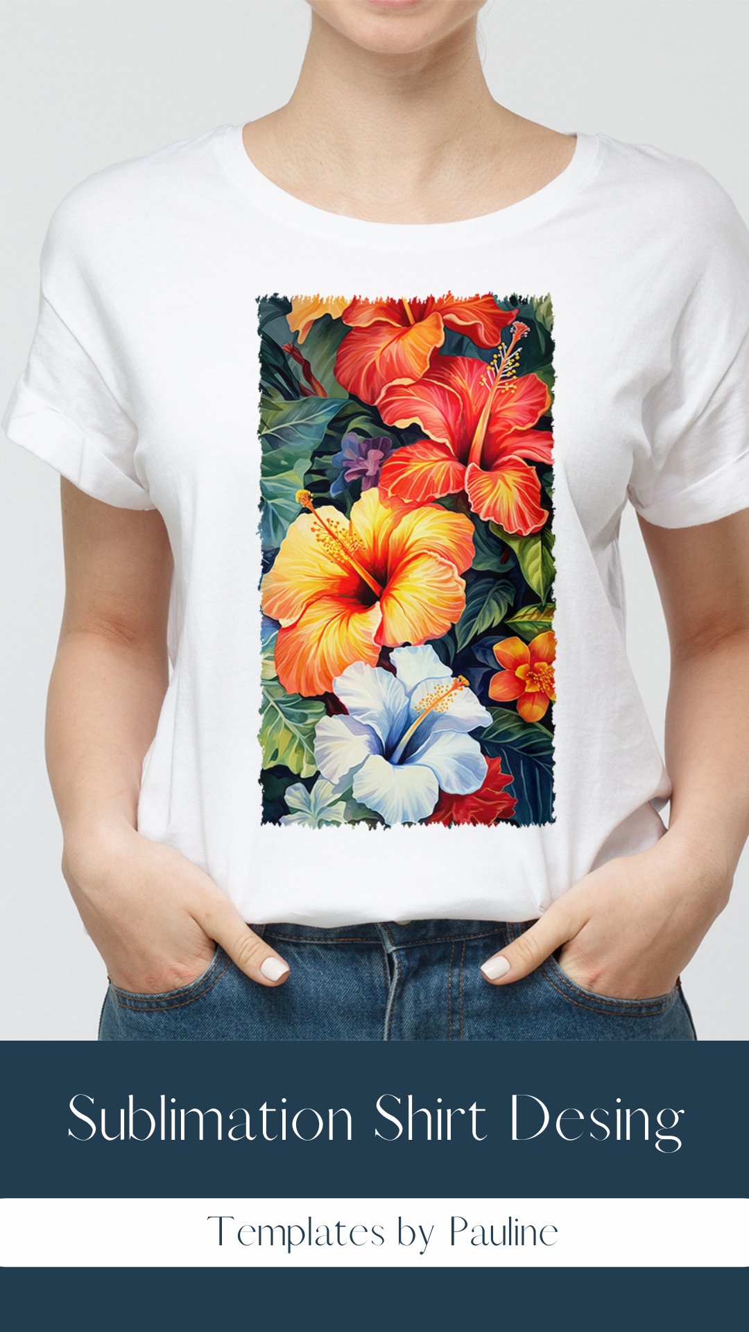 Tropical Flower Sublimation T-shirt Design PNG