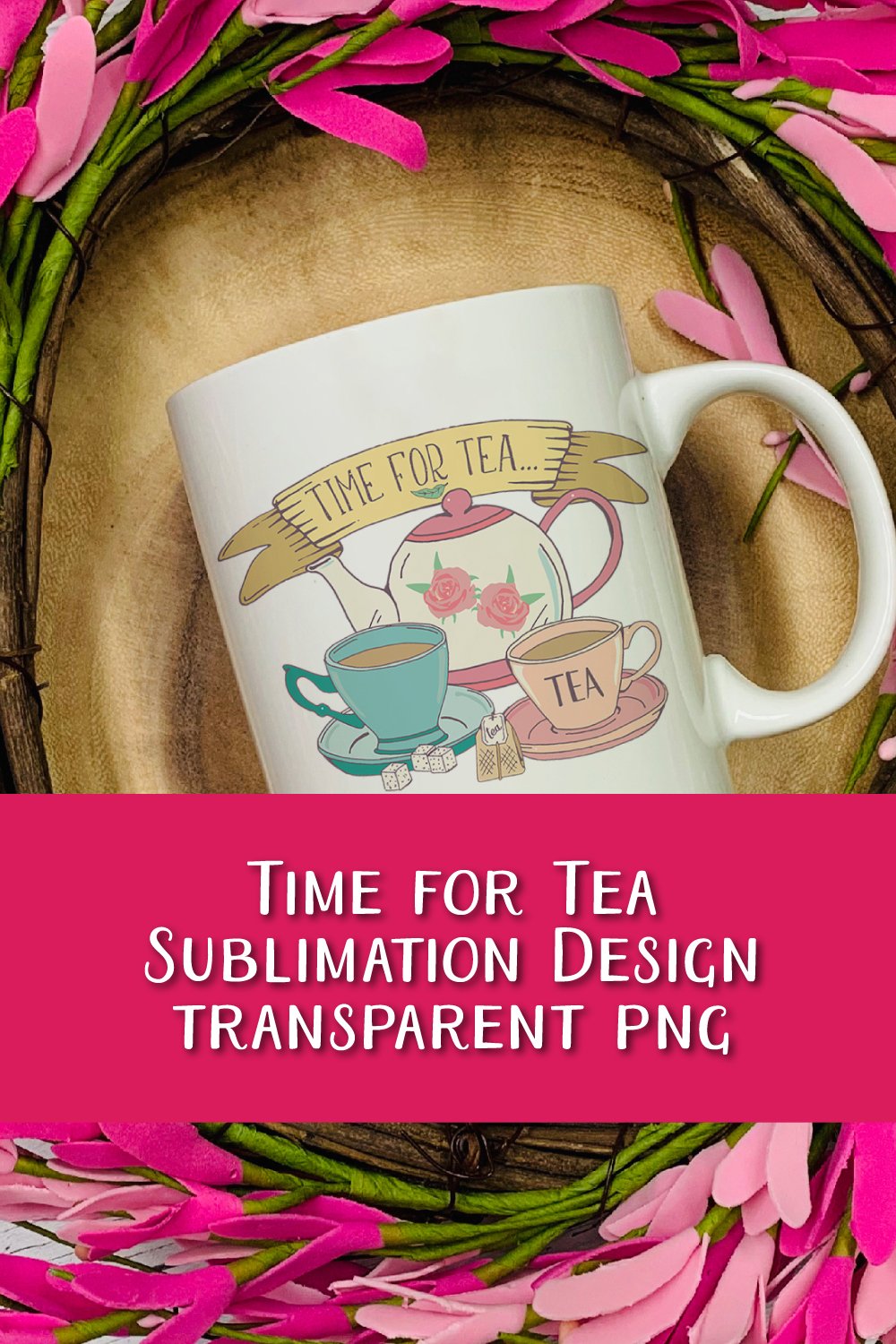 Time for Tea Vintage Tea Cups British Sublimation Design