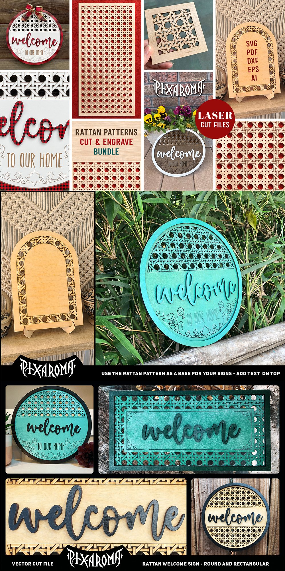 Rattan Pattern Bundle | Cut and Engrave Rattan Laser Files