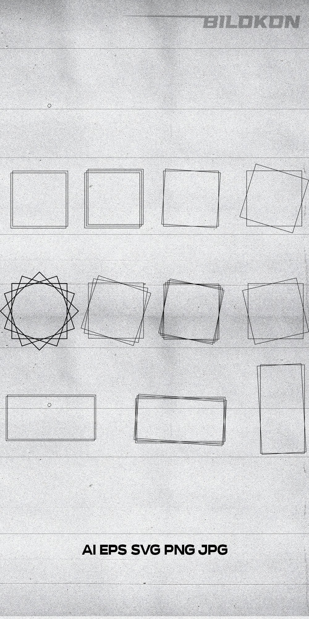 Double frame square shape lines set,SVG Vector (2399688)