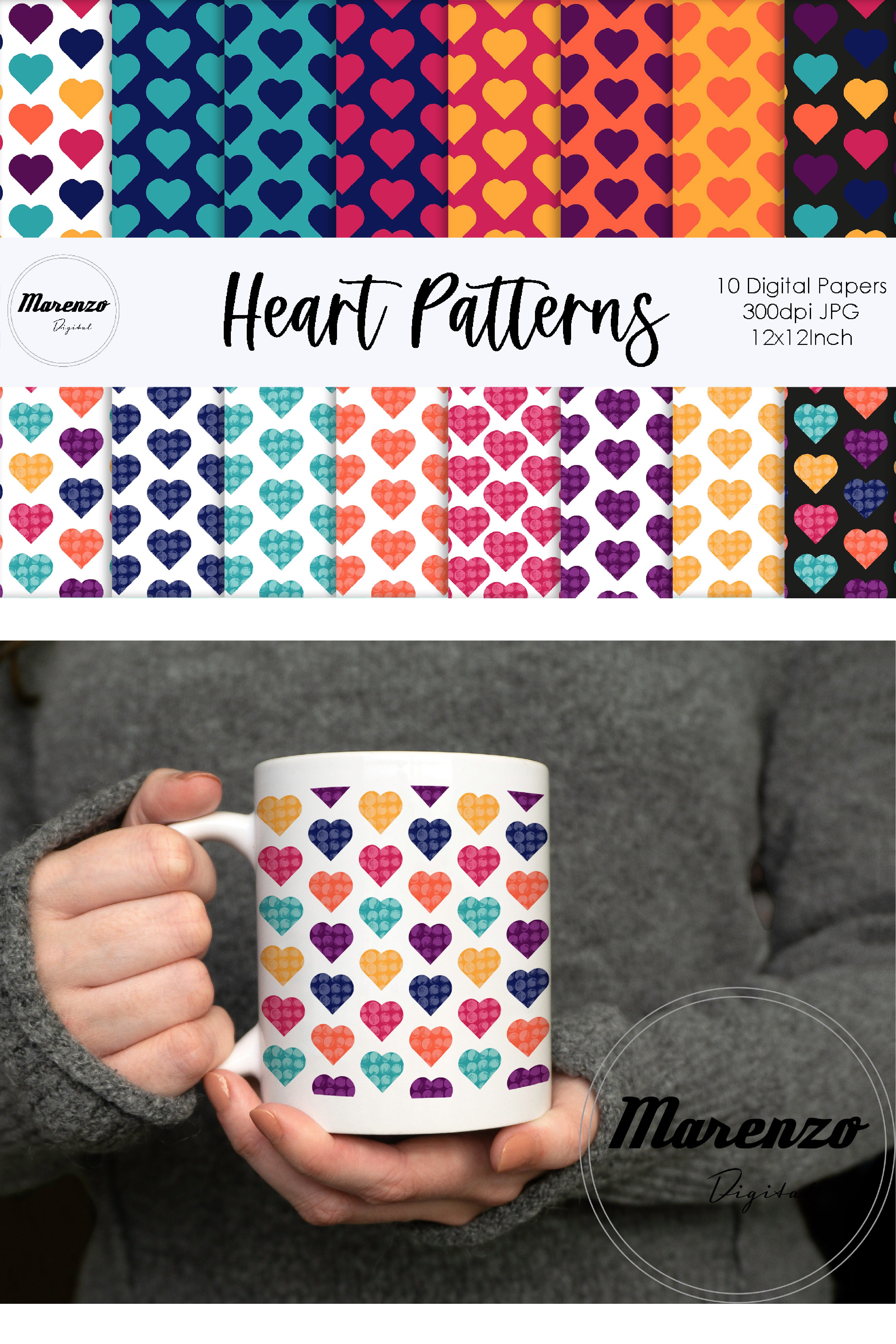 Heart Patterns - 16 Digital Papers