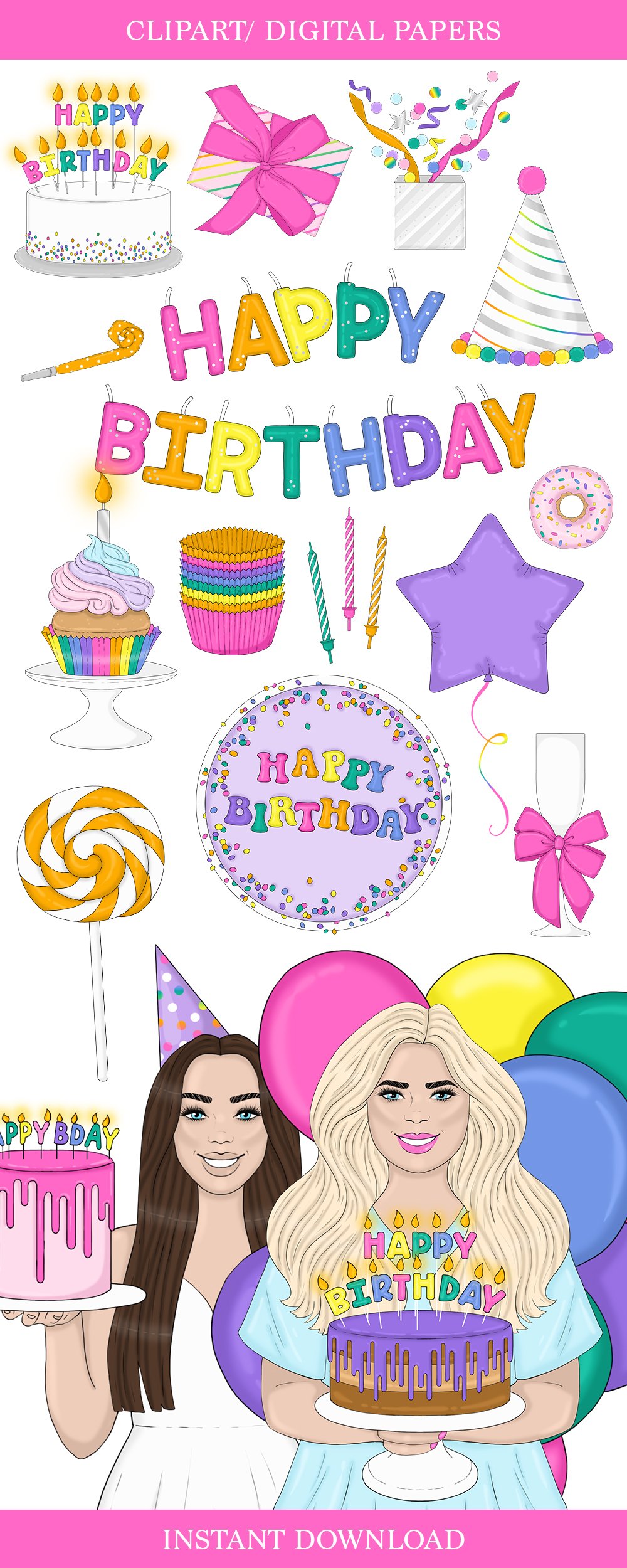 Birthday Girl Clipart PNG | Birthday Party Clipart PNG