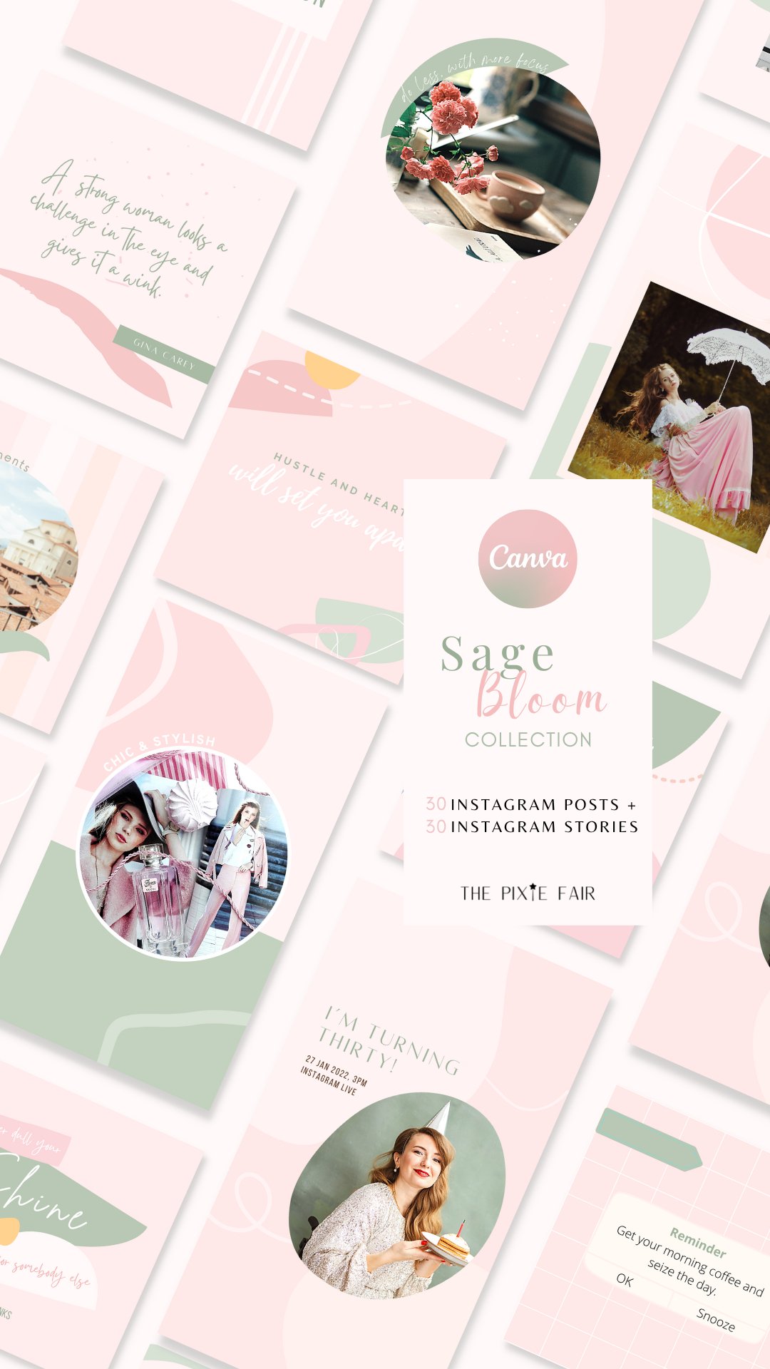 Sage Bloom - Canva Instagram Post and Story Bundle Template