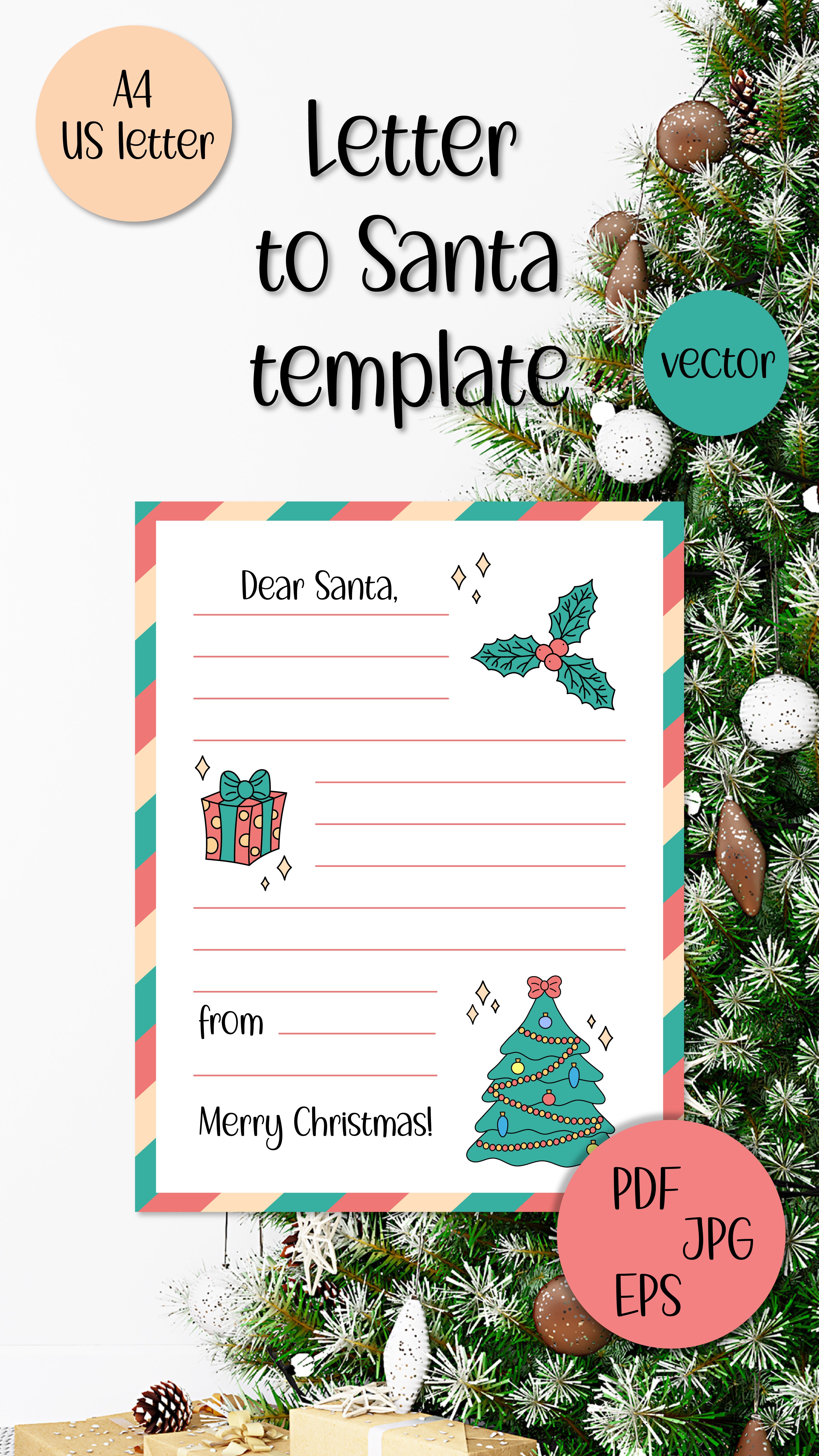 Letter to Santa Print Template | Kids Christmas Wish List