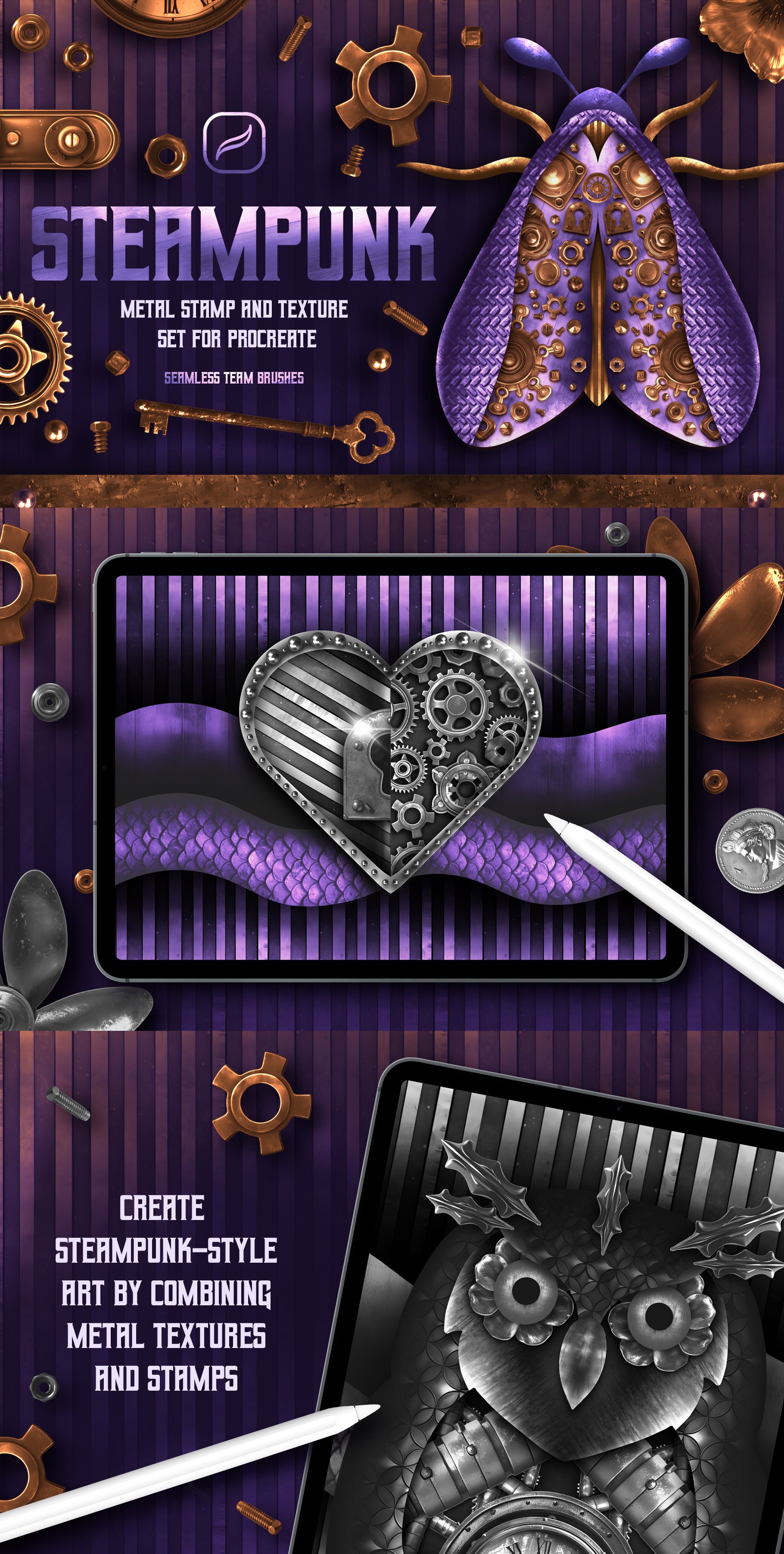 Steampunk brushes for Procreate