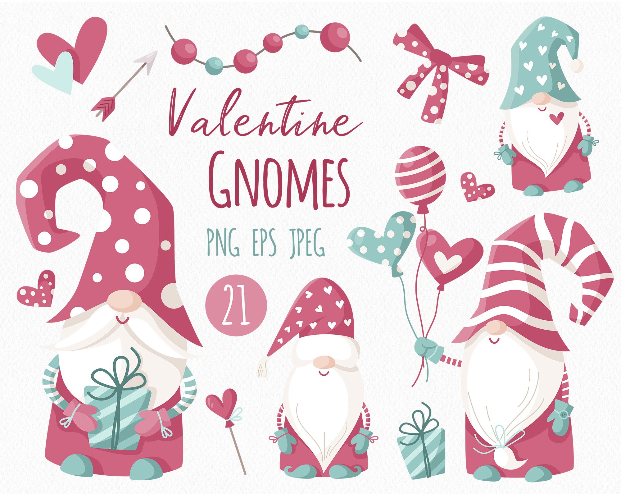 Valentine Gnomes - cute clipart