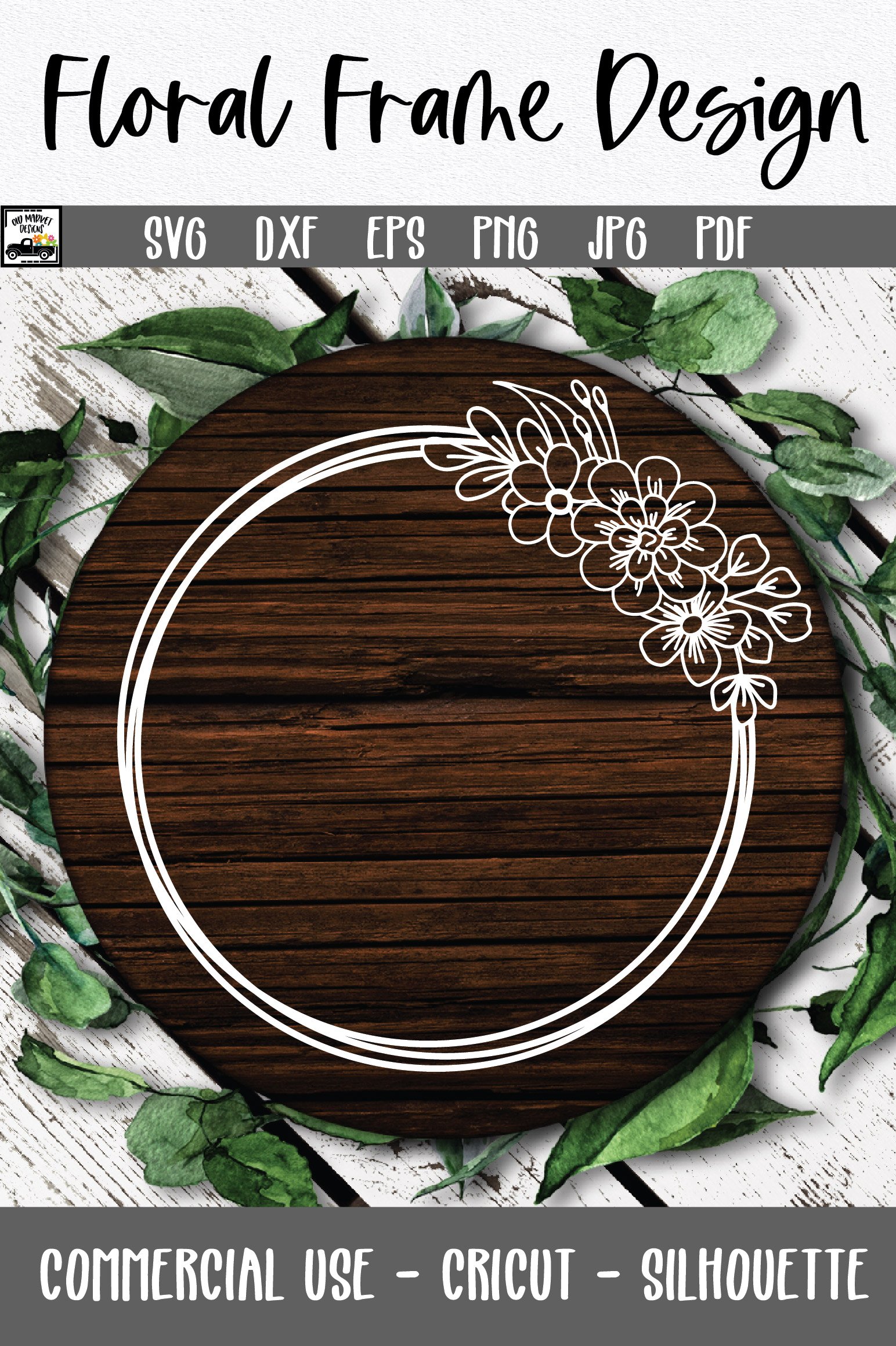 Triple Circle Flower Frame Monogram SVG