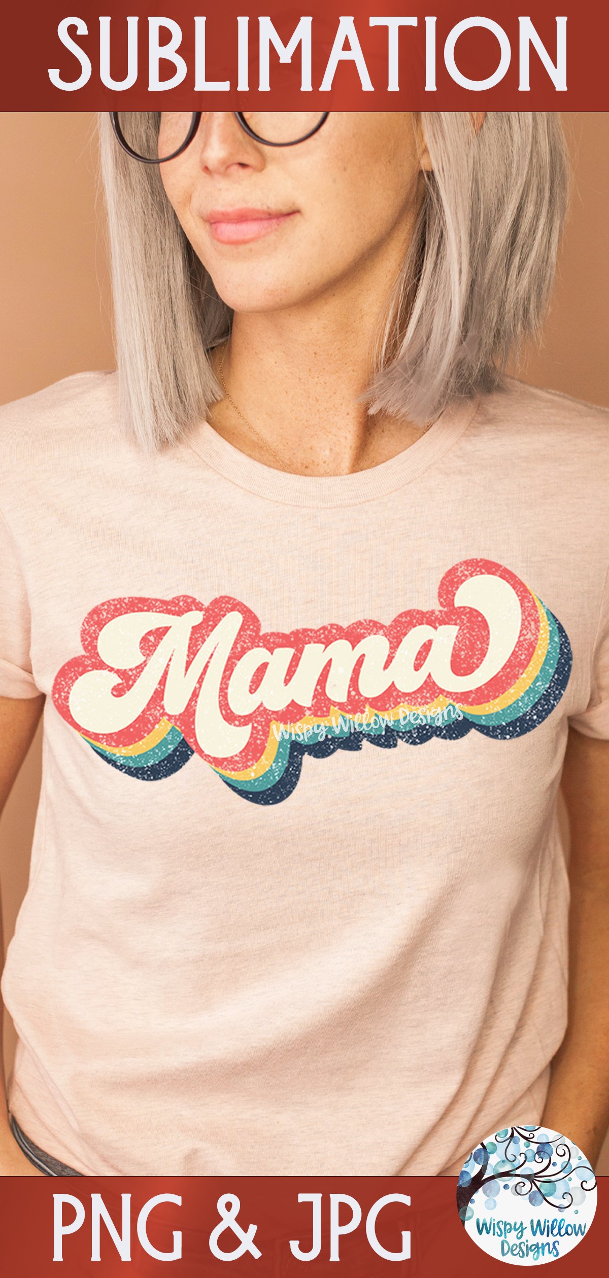 Retro Mama Sublimation PNG | Grunge Vintage Mama PNG