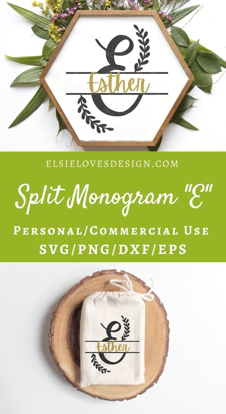 Handlettered Split Monogram E SVG Cut Files