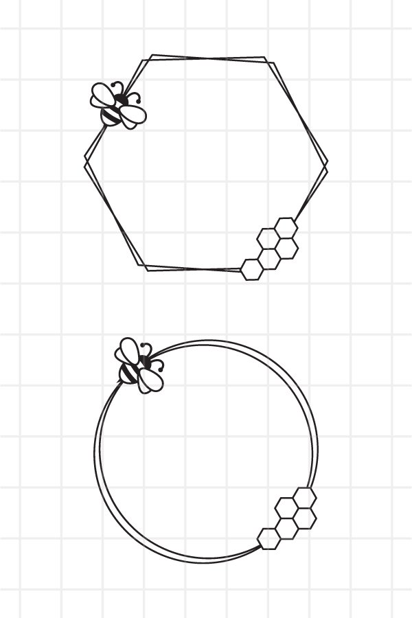 Honey Bee Frame SVG Hexagon and Circle frame cut (836902)