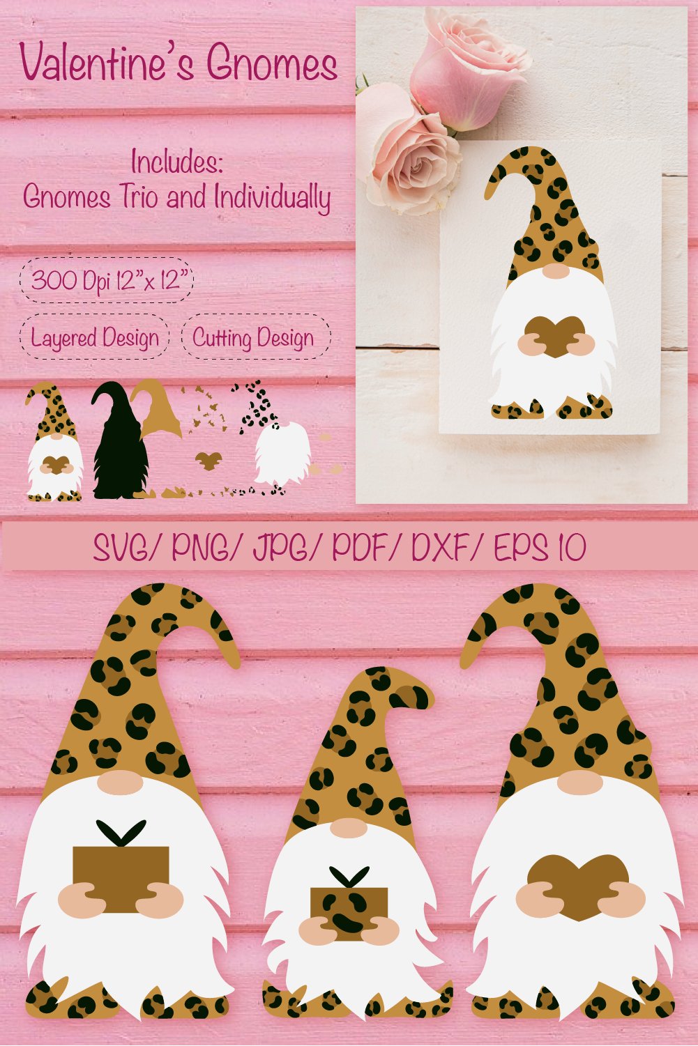 Valentine Gnomes Leopard Gnome Gnome Svg Gnome Layered