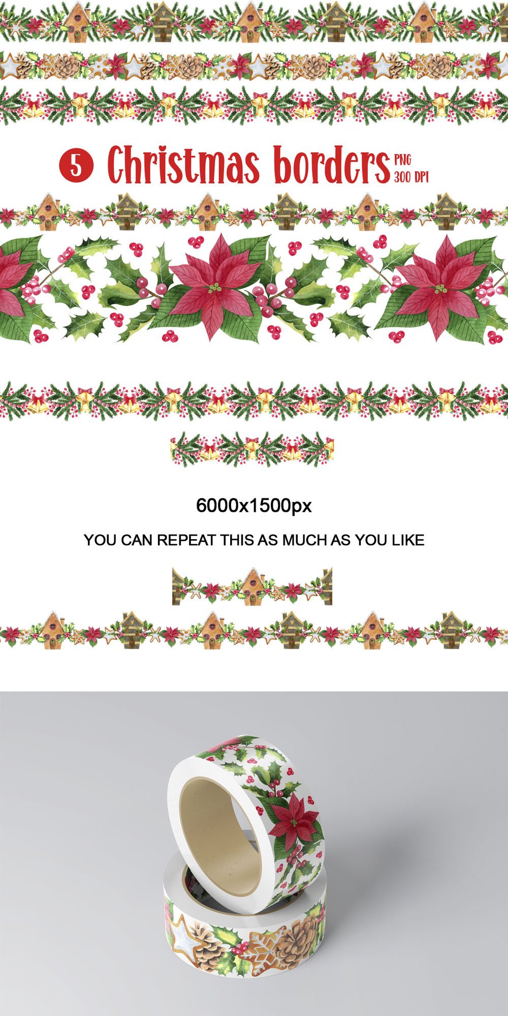Christmas seamless borders