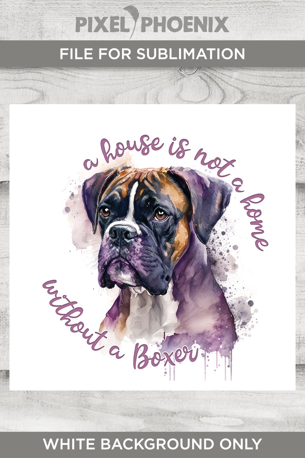 Boxer Sublimation Design on a White Background | Boxer Dog