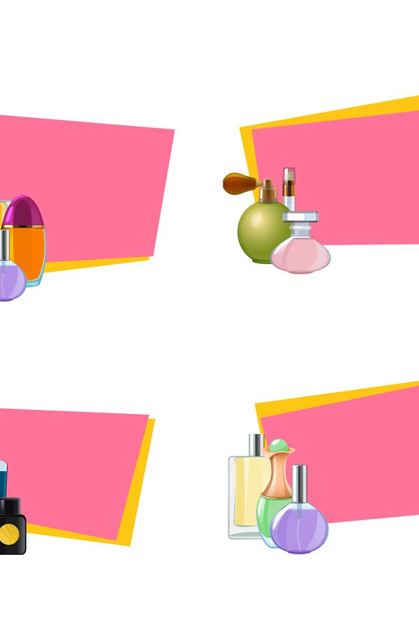 Vector perfume bottles stickers with place for text set illu