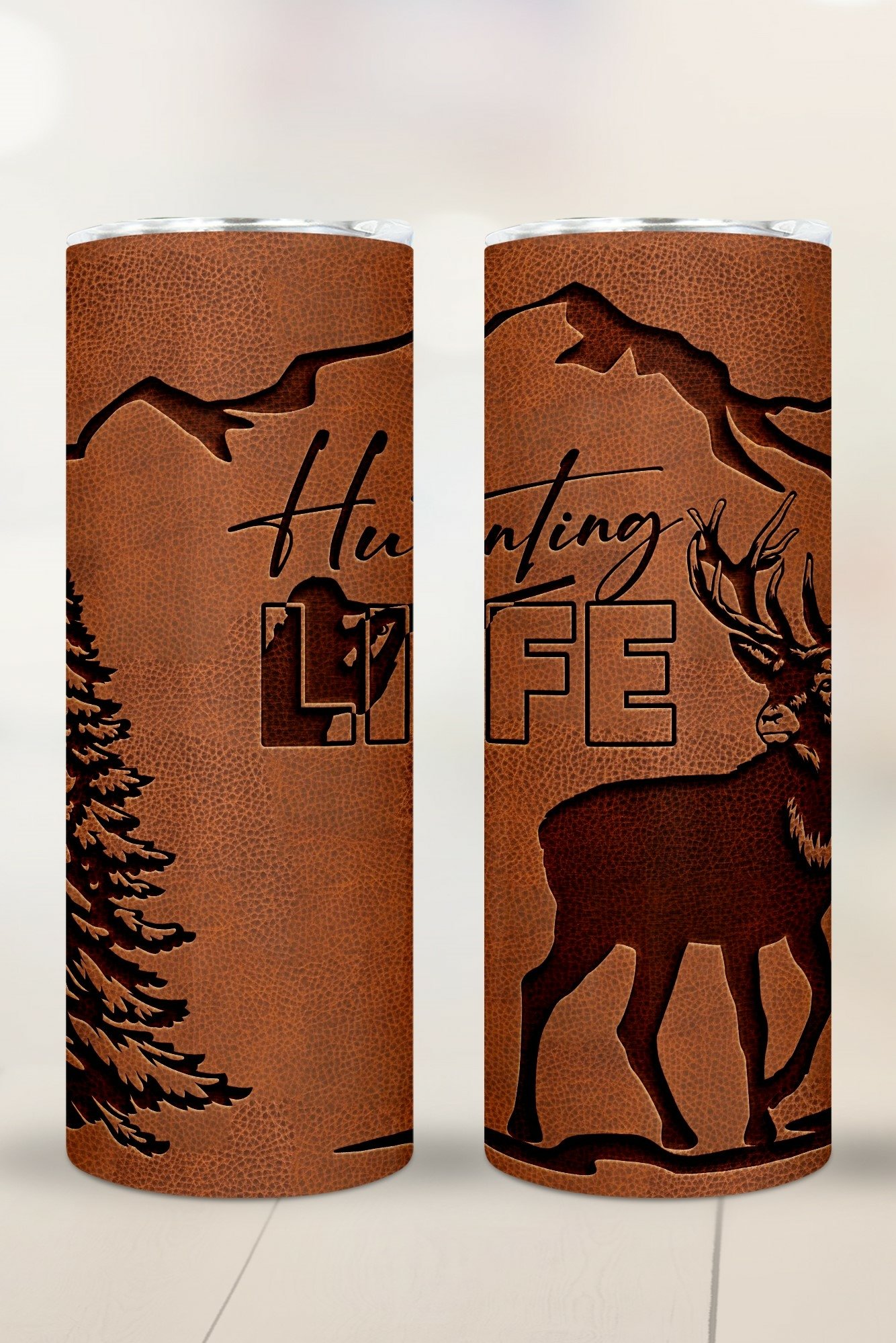 Deer Hunting Wooden Skinny Tumbler Sublimation Designs