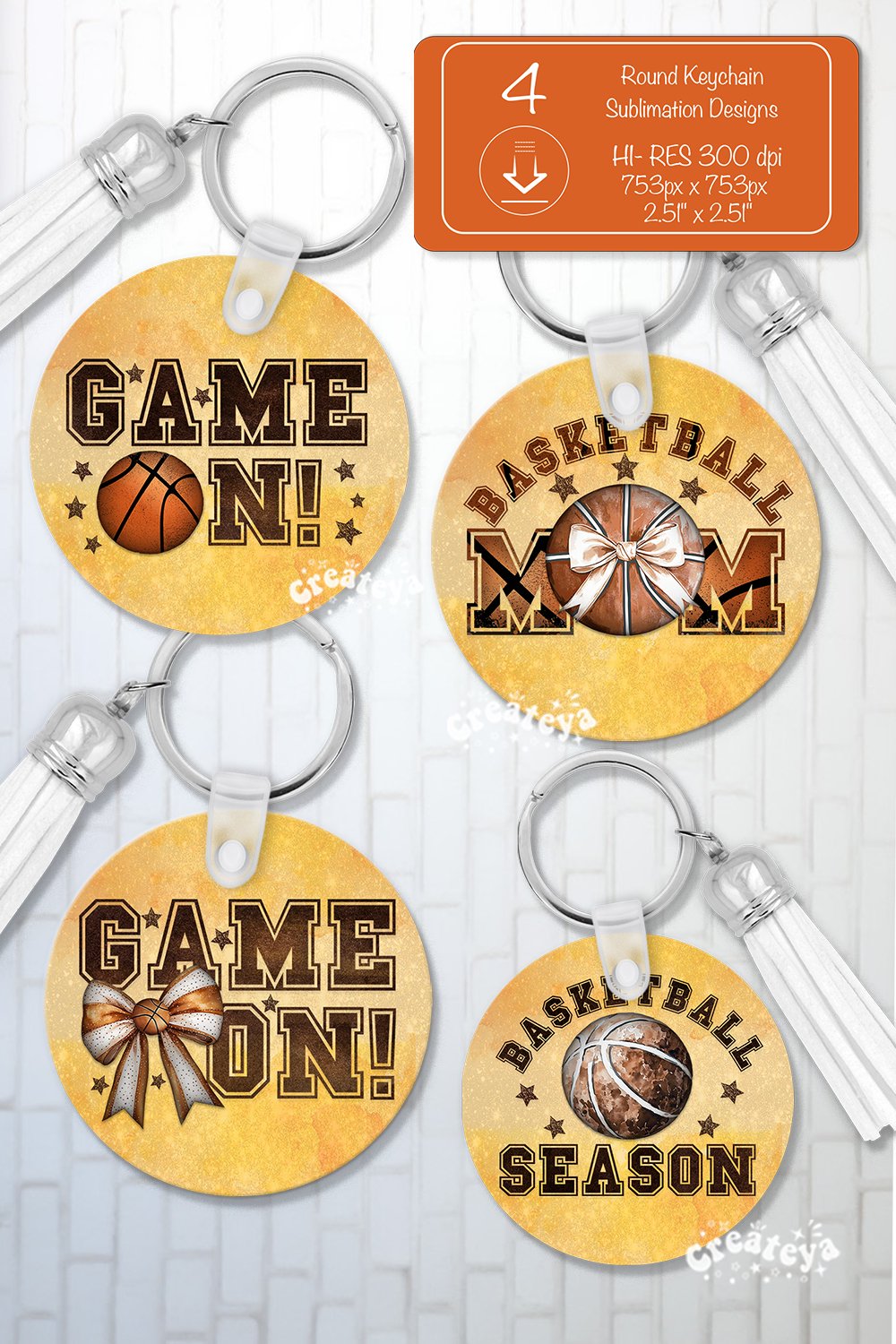Basketball Round Keychain Bundle Sport Sublimation Round png